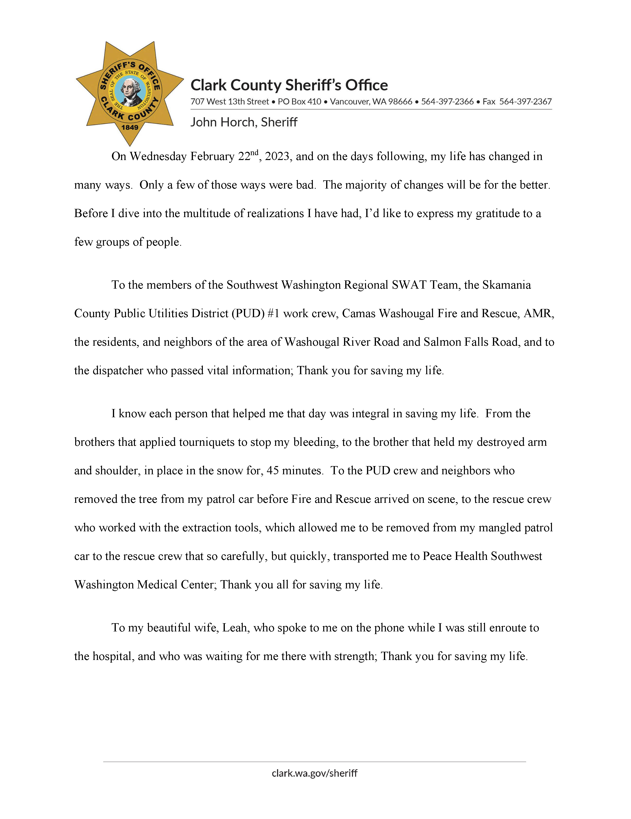 Clark Co. Sheriff's Office News via Flashalert.net