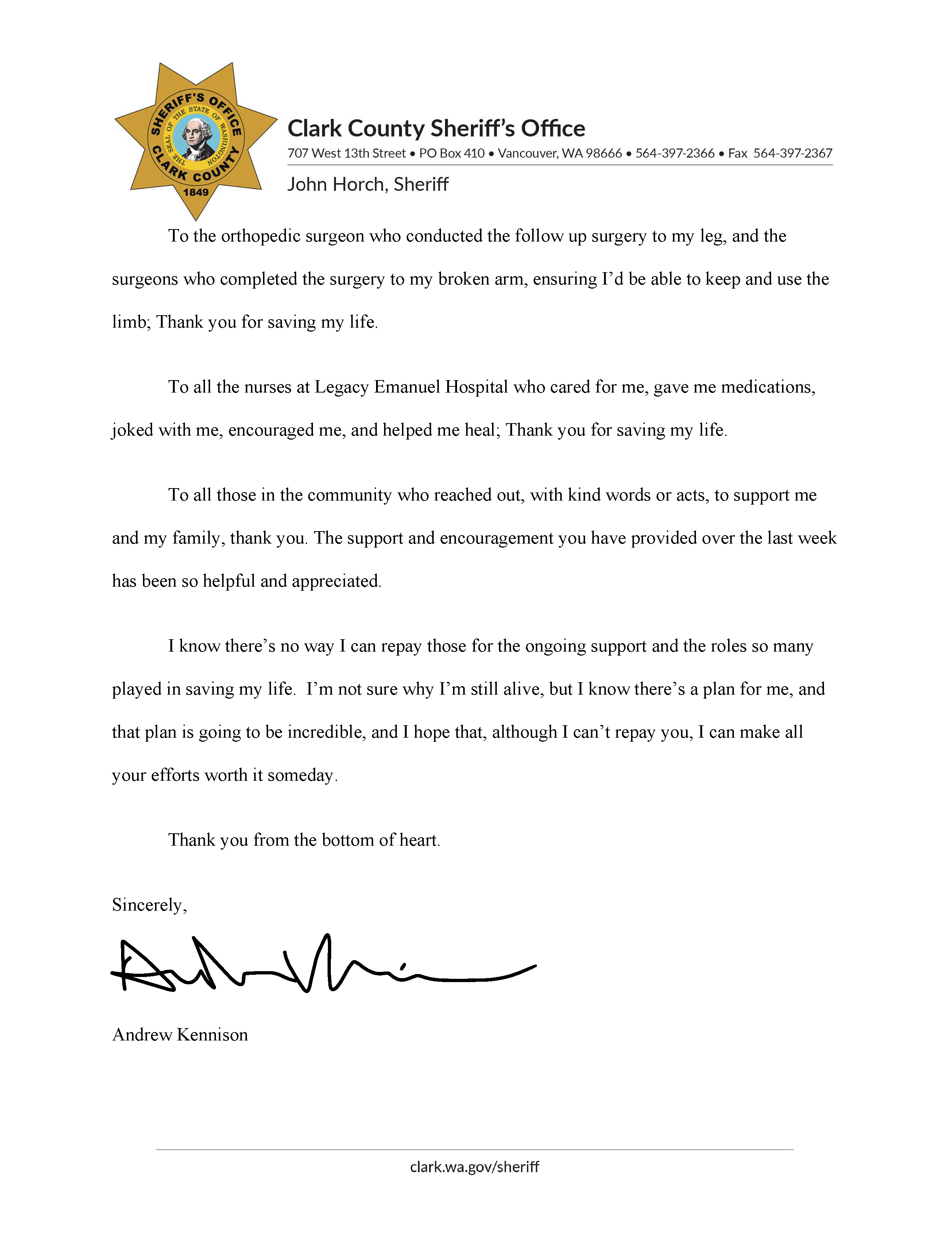 Clark Co. Sheriff's Office News via Flashalert.net